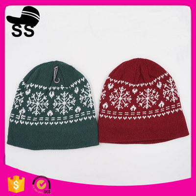 China 2017 best selling 22*24cm 100%Polyester 64g jacquard funny wool felt winter knitting hats supplier