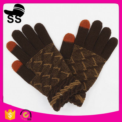 China 2017 90%Acrylic 5%Spandex 5%Conductive fiber 10.5*21 High Quality Warm For Men Magic Touch Screen Winter knitting gloves supplier